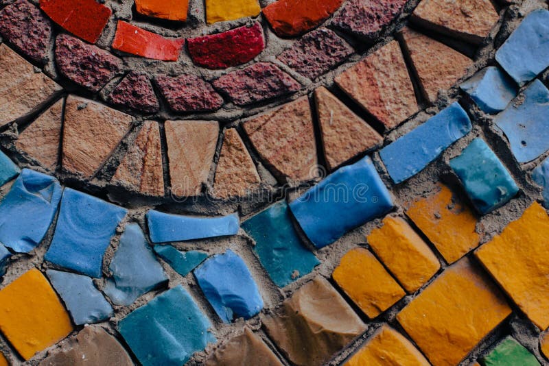 Texture Background of Mosaic Multi Colored Stones on the Wall. Stock ...