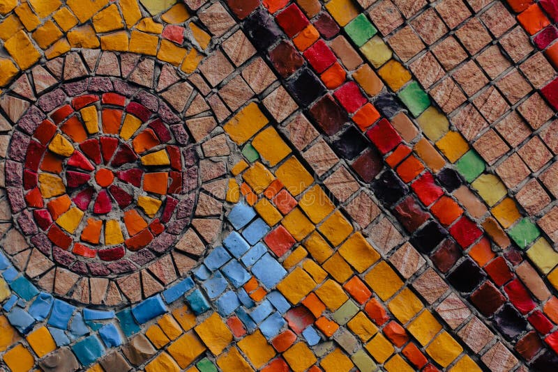 Texture Background of Mosaic Multi Colored Stones on the Wall. Stock ...