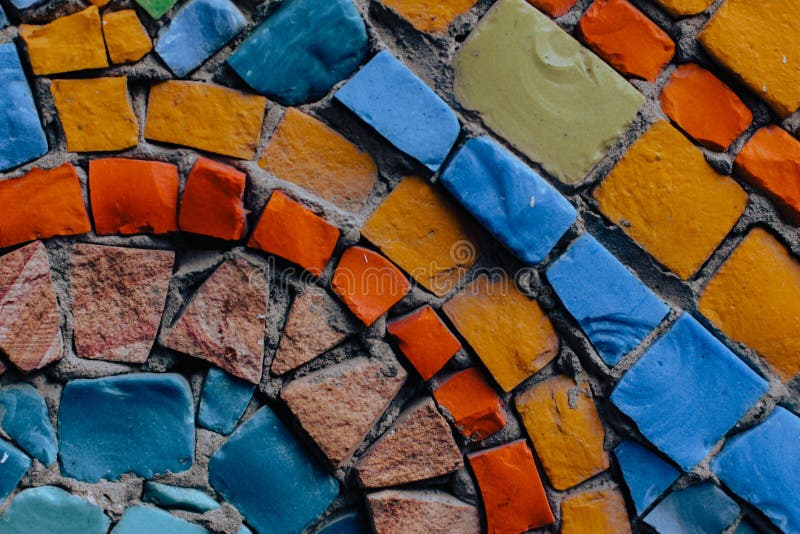 Texture Background of Mosaic Multi Colored Stones on the Wall. Stock ...