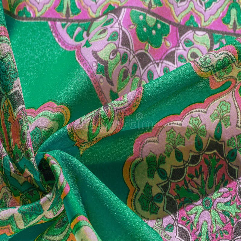 Texture, Background, Multicolored Silk Fabric with a Pattern of ...