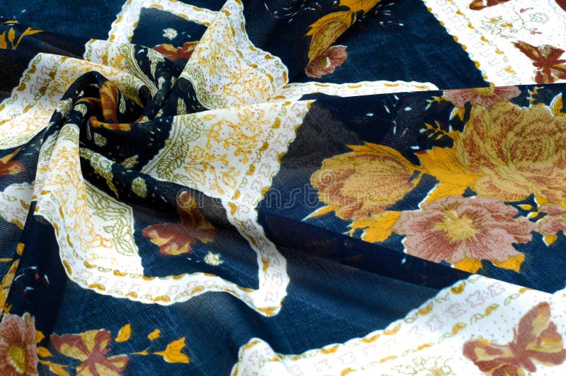 Texture, Background, Pattern. Black Silk Handkerchief Stock Photo ...