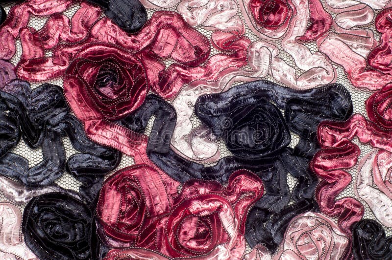 Texture Background Pattern. Cloth Lace, Embroidered Flowers of B Stock ...