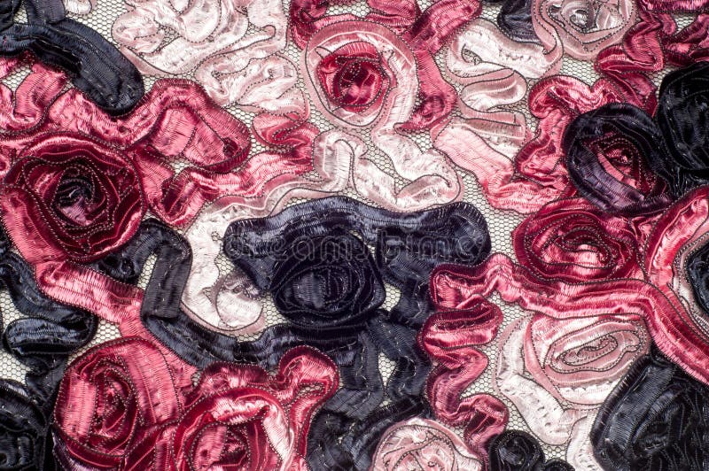 Texture Background Pattern. Cloth Lace, Embroidered Flowers of B Stock ...