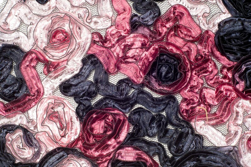 Texture Background Pattern. Cloth Lace, Embroidered Flowers of B Stock ...