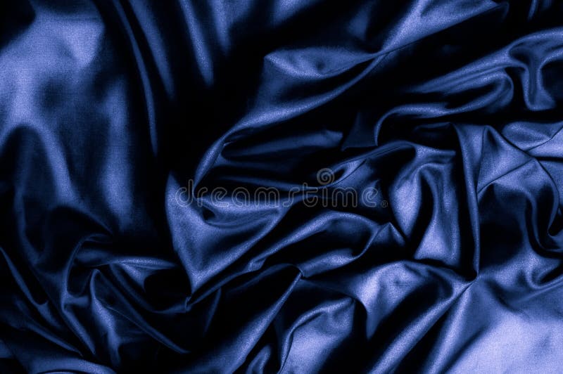 Texture, Background, Pattern. Dark Blue Silk Fabric Stock Photo - Image ...