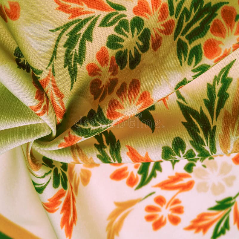 Red Silk with Floral Pattern Stock Image - Image of silky, foliage ...