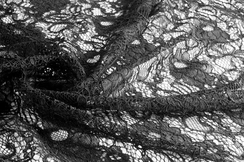 Texture, Background, Pattern. Fabric of Black Lace Stock Photo - Image ...