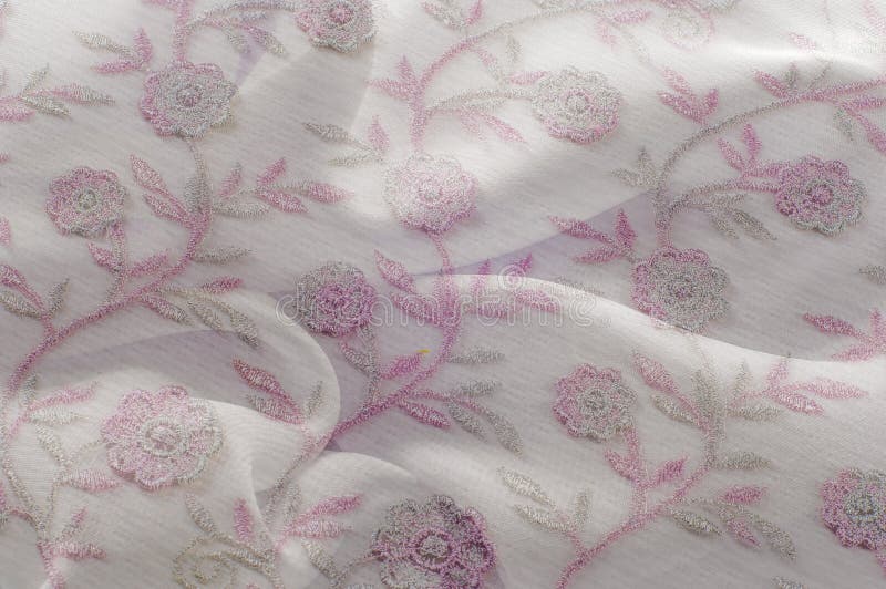 Texture, Background, Pattern. Pink Lace on White Background Stock Image ...