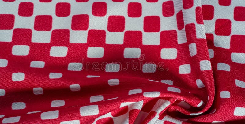 Texture Background Pattern. Silk Fabric with a Pattern of Red Squares ...