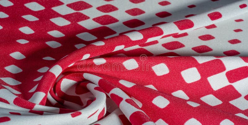 Texture Background Pattern. Silk Fabric with a Pattern of Red Squares ...