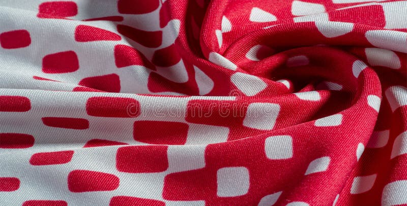 Texture Background Pattern. Silk Fabric with a Pattern of Red Squares ...