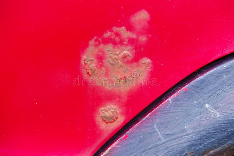 Texture Background Rust on the Hood of the Car, Red Car. Stock Photo ...