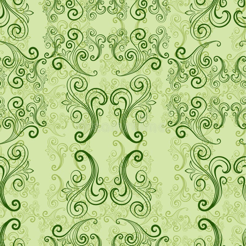 Seamless green wallpaper stock vector. Illustration of damask - 30060497