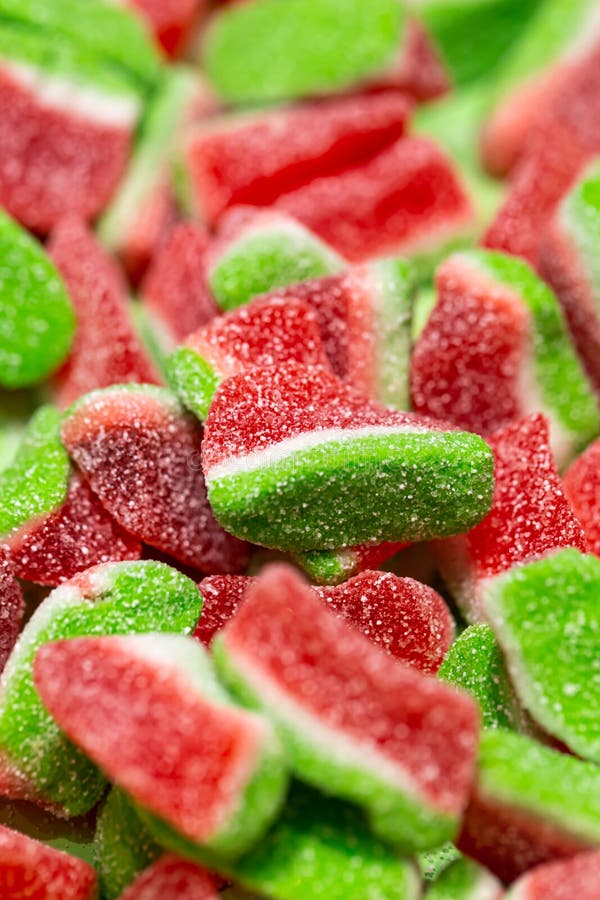 Texture Background with Watermelon Shaped Jelly Candies. Stock Photo ...