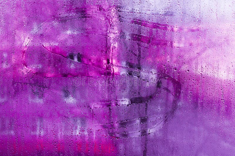 Purple Background of Wet Glass. Drops of Water Stock Photo - Image of ...