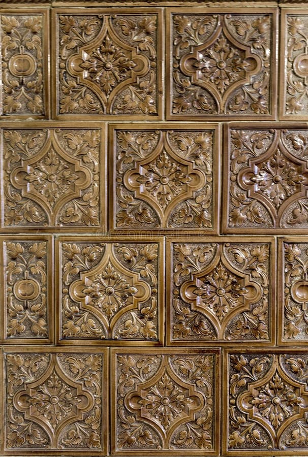 Texture, Backgrounds Brown Ceramic Tiles on a Stove for Heating. Close ...