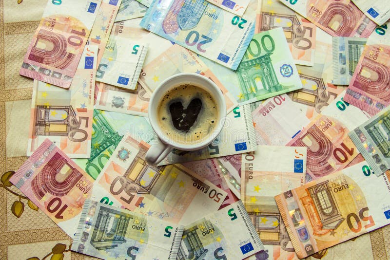 Texture of Banknotes and a Cup of Coffee. Money Stock Photo - Image of ...