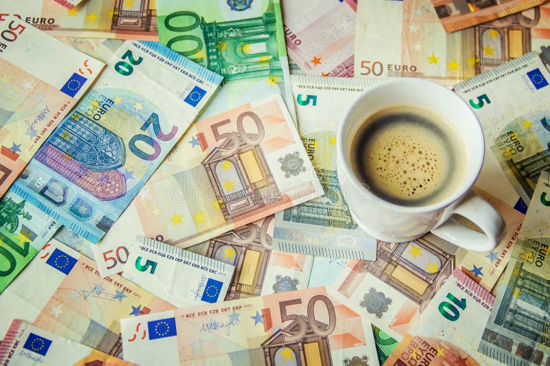 Texture of Banknotes and a Cup of Coffee. Money Stock Photo - Image of ...