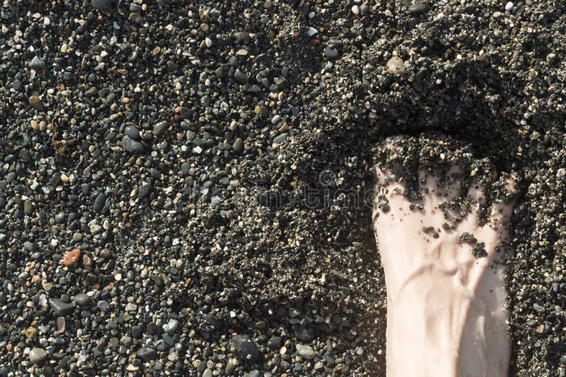 Beach Sand and Stones with Bare Foot Stock Image - Image of foot ...