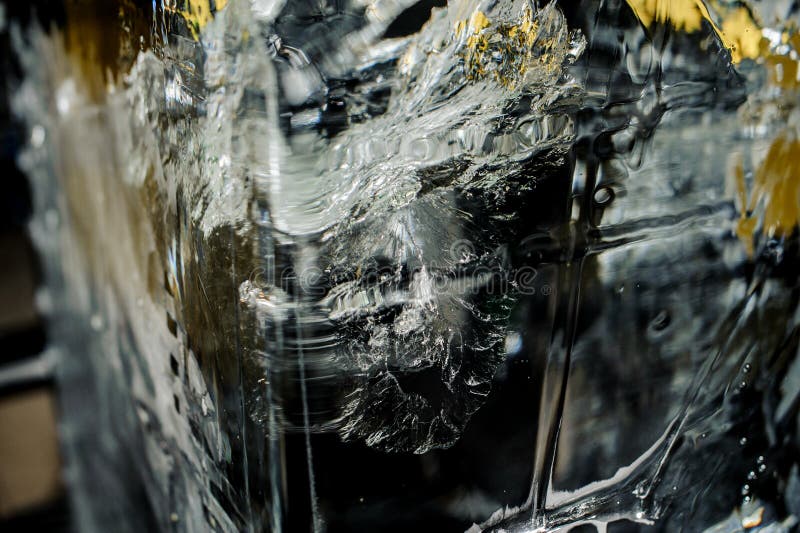 Texture of a Big Clear Ice Cube with a Crack in the Corner Stock Image ...