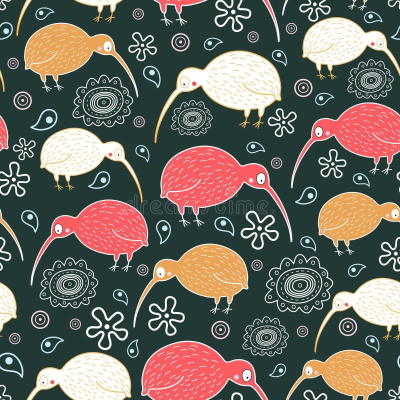 Colorful Cute Birds Texture Stock Vector - Illustration of brown, bill ...