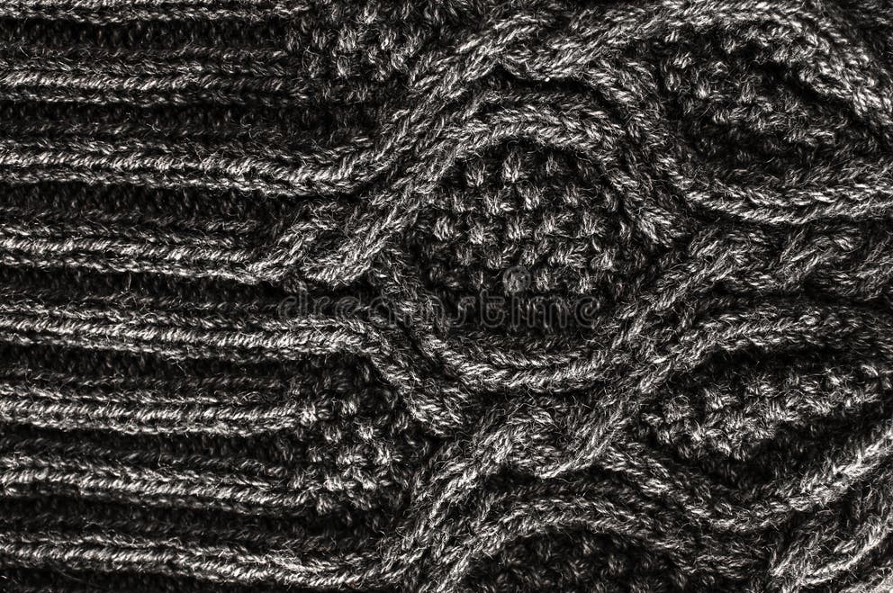 The Texture of the Black Knit Fabric. Stock Photo - Image of hobby ...
