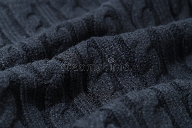Texture of Black Knitted Fabric As Background, Closeup Stock Image ...