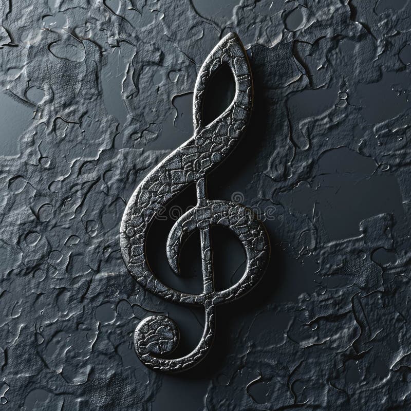 Texture Black Treble Clef on a Textured Surface. Stock Image - Image of ...