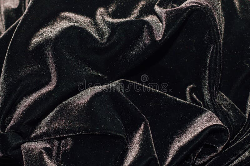 Texture of Black Velor Corduroy Fabric with Folds. Stock Image - Image ...
