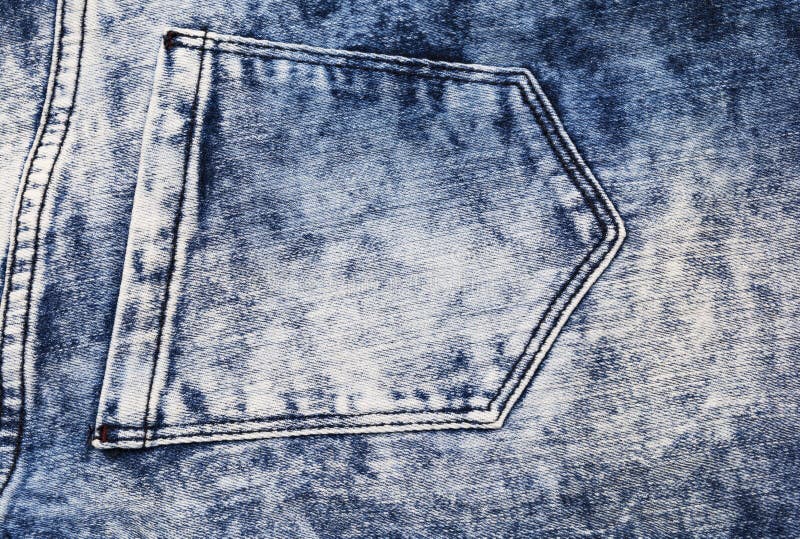 The Texture Of Blue Frayed Jeans With A Pocket On The Isolate Denim
