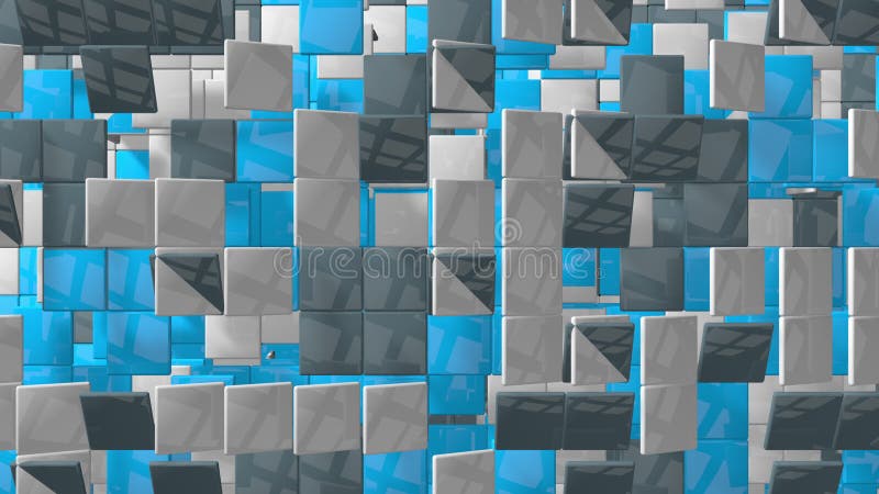 Texture of Blue, Gray and White Squares that Move Forwards Rotate and ...