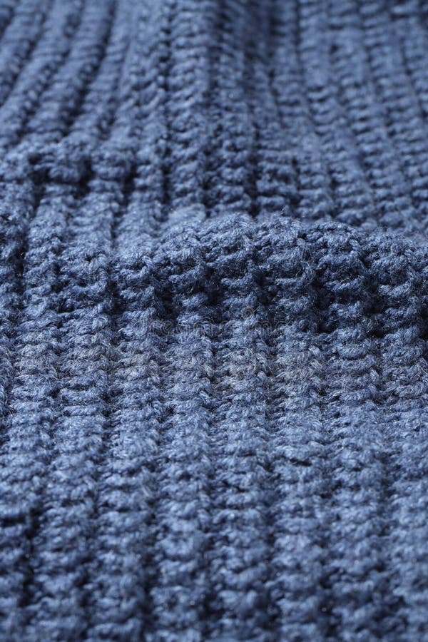 Texture of Blue Knitted Fabric As Background, Closeup Stock Photo ...