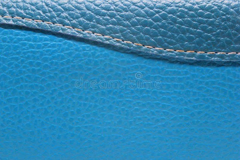 Texture of Blue Leatherette and Sew a Rounded Shape. Stock Image ...
