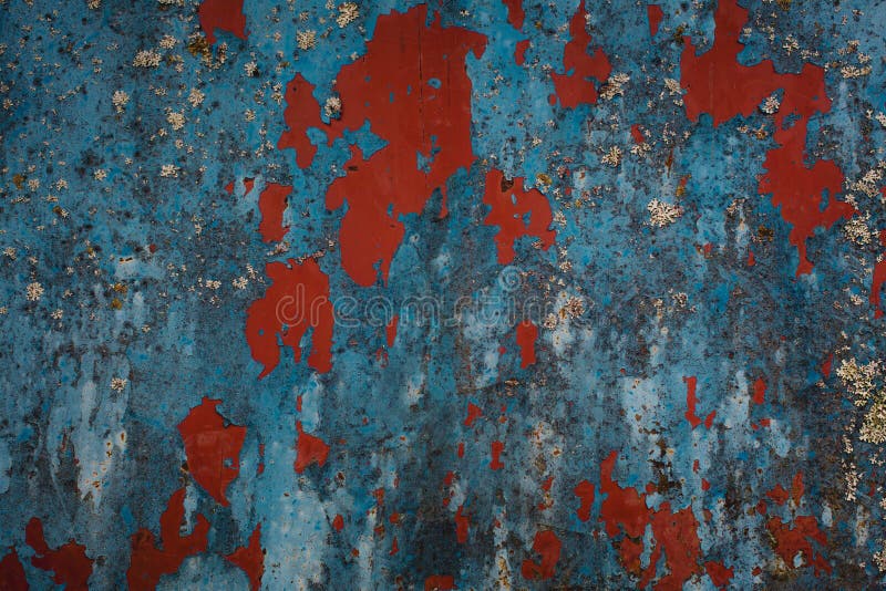 The Texture of a Blue Metal Surface with Peeling Paint, Revealing an ...