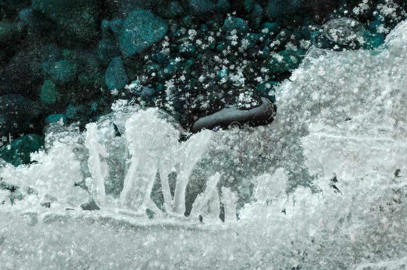 Texture Blue Pebbles Covered with Transparent Ice Large Particles of ...