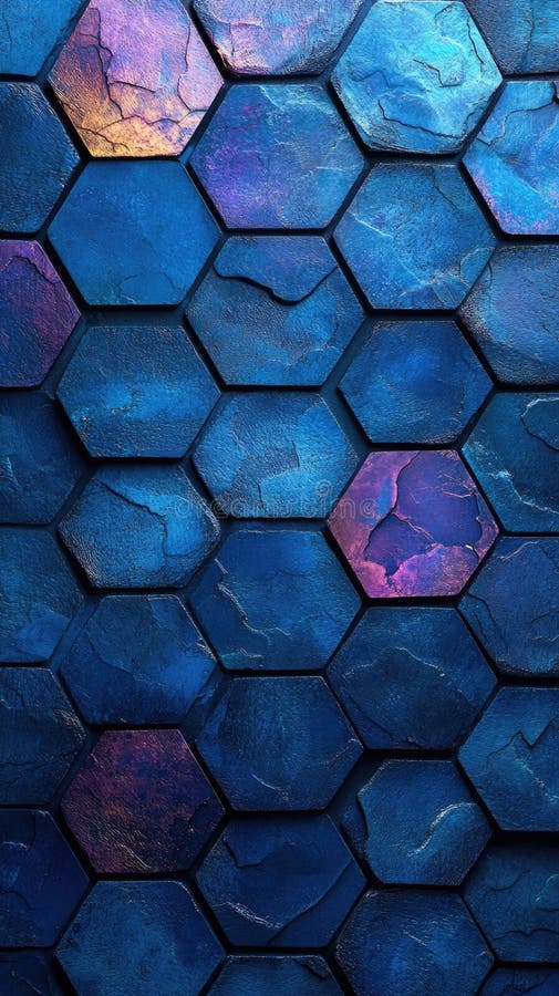 Texture of Blue and Purple Hexagonal Tiles Creating an Abstract Pattern ...
