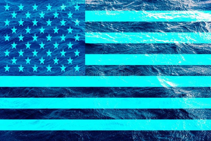 Texture of Blue Water with the US Flag on Top Stock Illustration ...