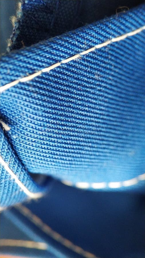 Texture of Blue Working Clothes with White Stitching Close Up Stock ...