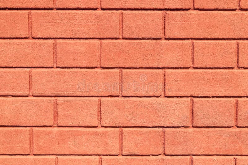 Texture of a Brick Wall Coated with the Thick Layer of Pastel Orange ...