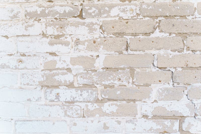 Brick Wall Texture with Faded White Paint Stock Image - Image of ...