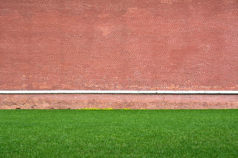 Texture, Brick Wall and Green Grass Stock Image - Image of gardening ...