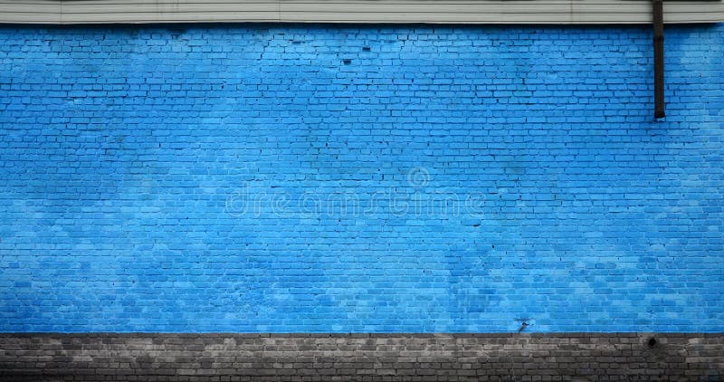 The Texture of the Brick Wall of Many Rows of Bricks Painted in Blue ...