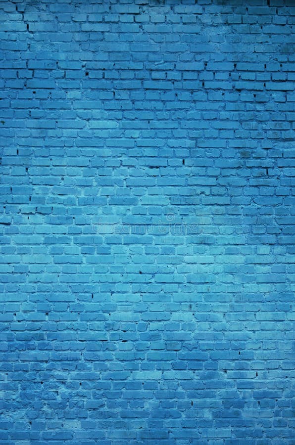 The Texture of the Brick Wall of Many Rows of Bricks Painted in Blue ...