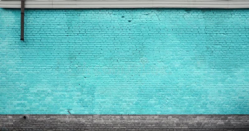 The Texture of the Brick Wall of Many Rows of Bricks Painted in Cyan ...