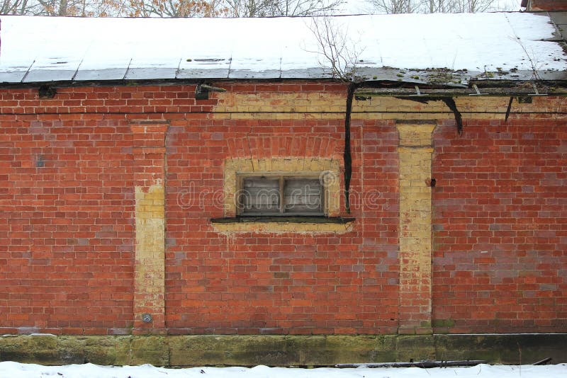 Texture of the Brick Wall the Old Historical Building with a Small ...