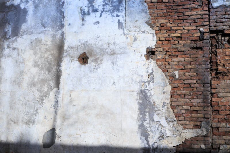Texture of a Brick Wall with Old Plaster. Rustic Style. Old Background ...