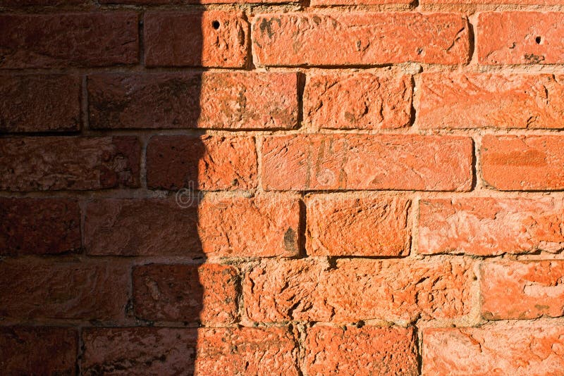 Texture of a Brick Wall with a Shadow Stock Image - Image of ...
