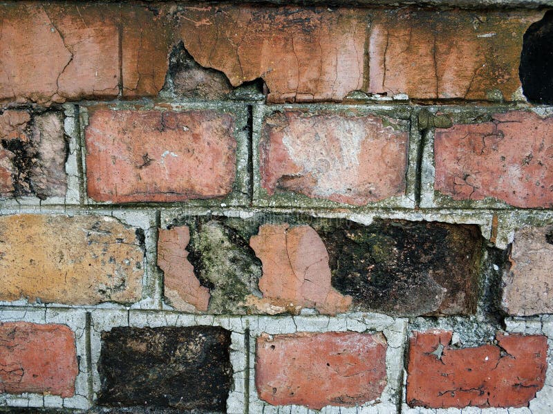 Texture of a Brick Wall with Signs of Fire Stock Photo - Image of ...