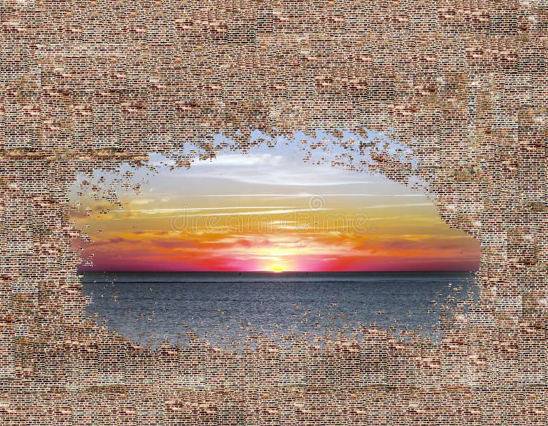 Texture of Brick Wall with Sunset Stock Image - Image of background ...