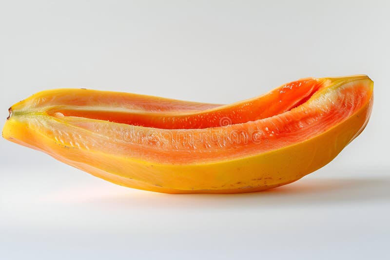 Texture and Bright Orange Color of Ripe Papaya on Pure White Background ...